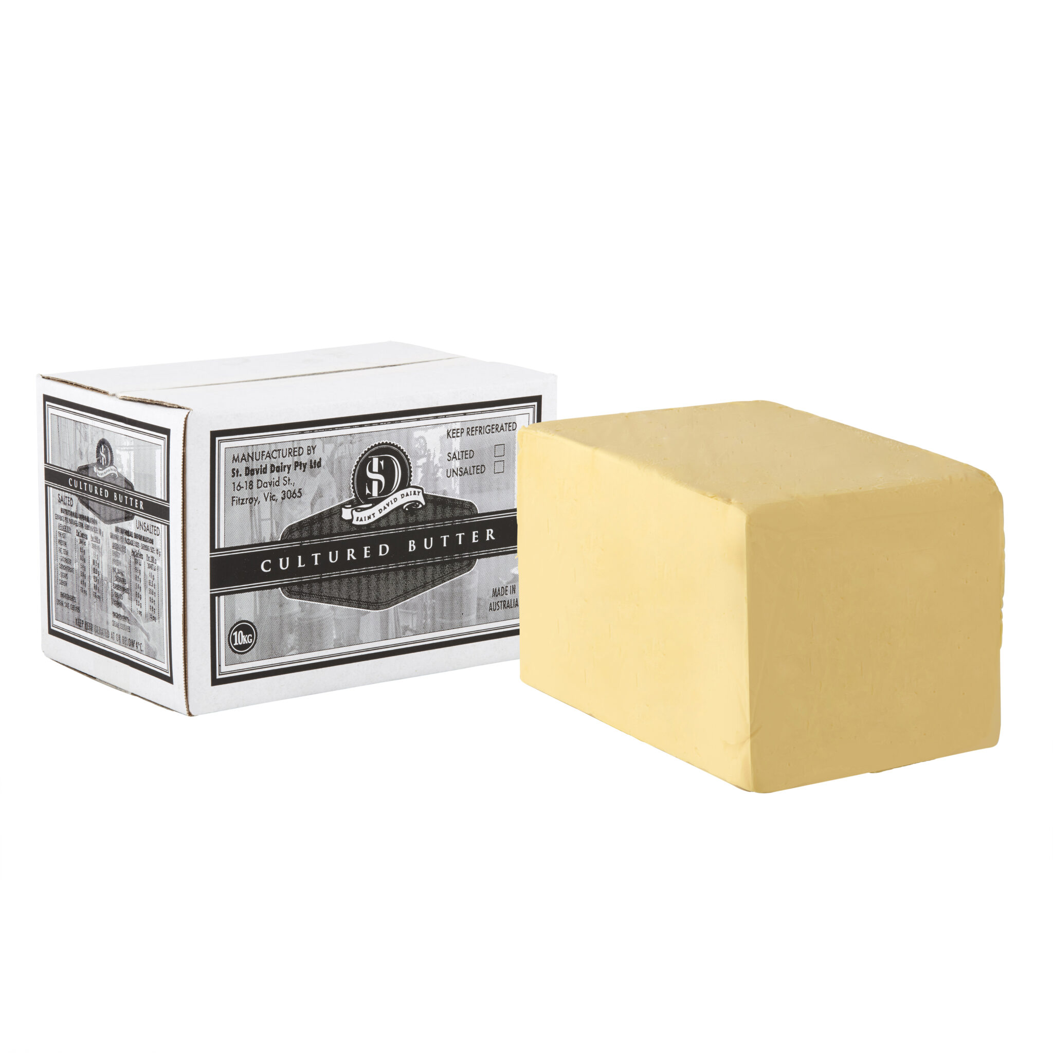 Salted Cultured Butter 10kg Block | St David Dairy